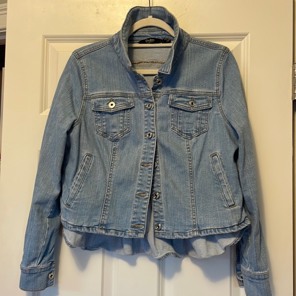 DuJour | Jackets & Coats | Dujour By Qvc Denim Jacket With Ruffle Back ...